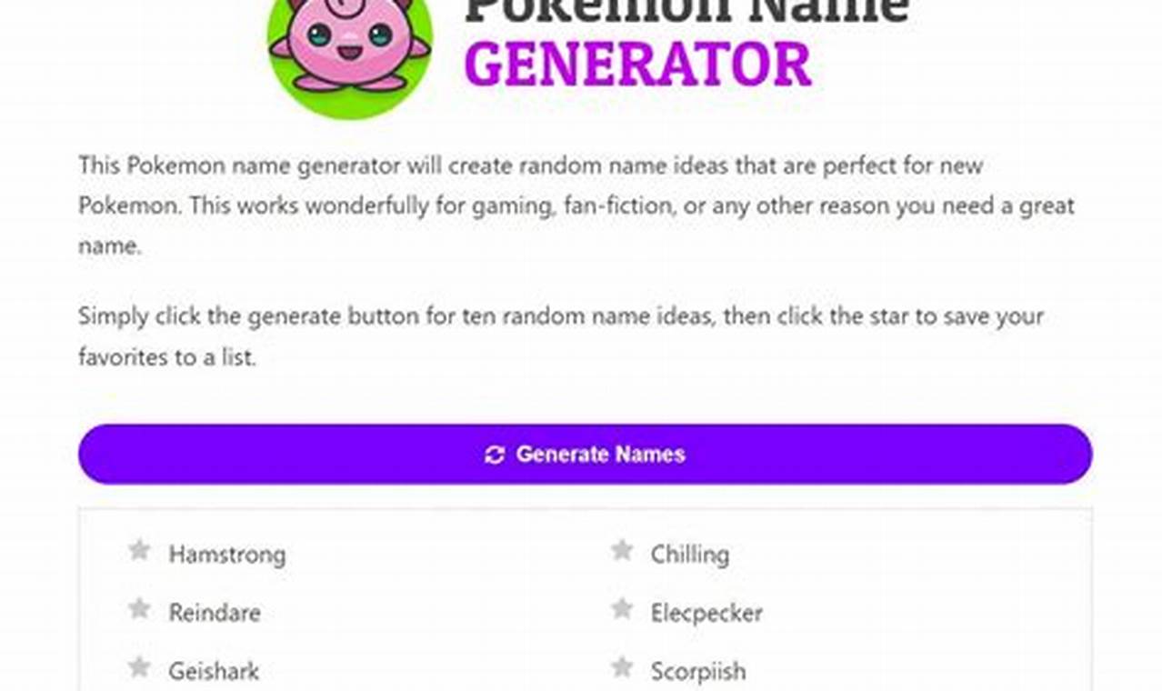 Best Pokemon Nickname Generator: Cool & Cute Names!